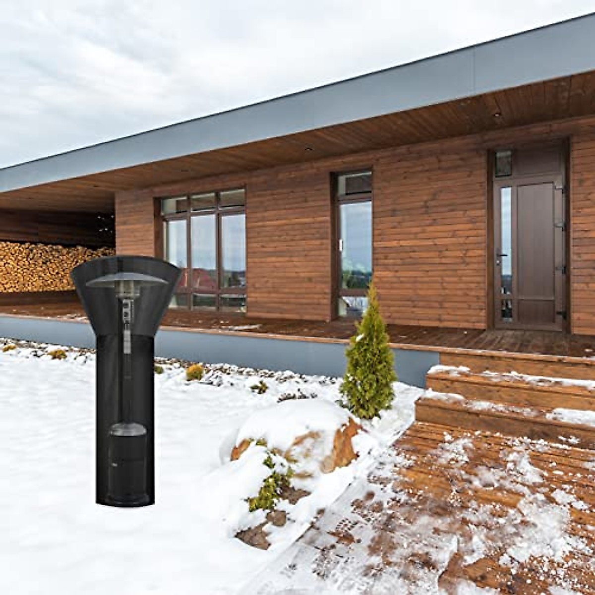 Angoily Cover Outdoor Covers Heater Standing Garden Use Oxford Resistant for Features Snow- Patio with Fabric Zipper Proof Heaters Wind-