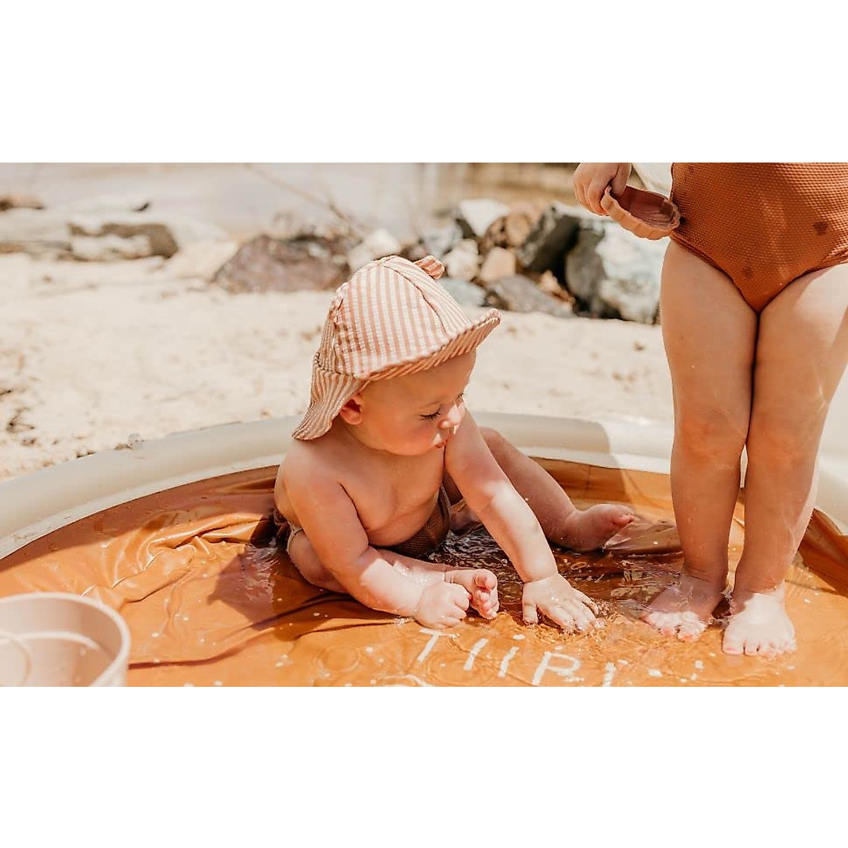 TIIPI Kids Beach Pool - Inflatable Beachside Palace for 2 with Pivoting Sun Shade Cover Canopy for Baby, Supported Sitter & Toddler- Large Bag for Filing - Swimming Pool Carrying Case - 2.5 LBS Light