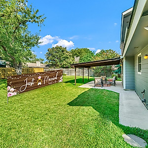 ShuanQ Just Married Yard Banner - Large Wedding/Engagement Party Decoration Banner - Bridal Shower Party Yard Decor - Happily ever After Sign Wedding Party Decor - 5.9 x 1.3 ft