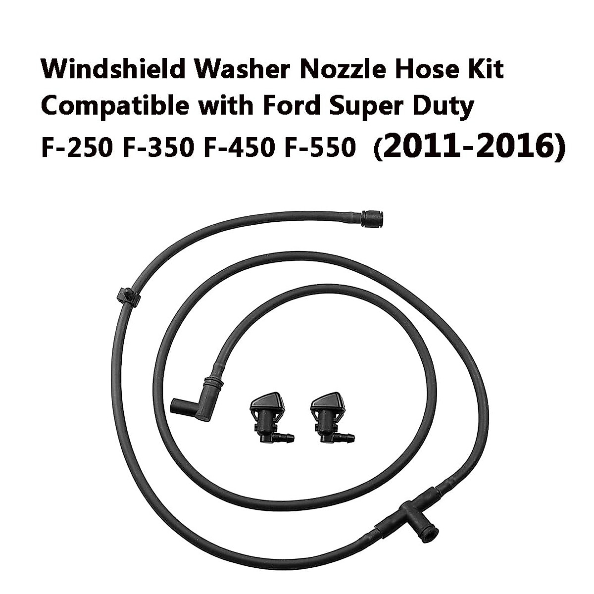 for Ford Super Duty Windshield Washer Nozzle Hose Kit, Compatible with Ford Super Duty F250 F350 F450 2011 2012 2013 2014 2015 2016, BC3Z-17K605-B Washer Hose + BC3Z-17603-A Washer Nozzle Jets