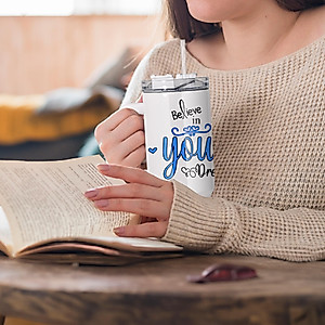 sweet grain 40oz Sublimation Tumbler with Handle and Straw Lid, 12 Pack Double Wall Vacuum Reusable Stainless Steel Insulated Water Bottle Travel Mug Cup, White, DIY Gift