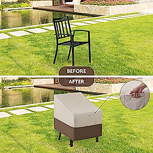 HERA'S PALACE Outdoor Patio Chair Covers, 600D Heavy Duty Outdoor Chair Covers with Handle, Waterproof, Windproof & Anti-UV , Large Patio Chair Cover, 38x31x31 inches