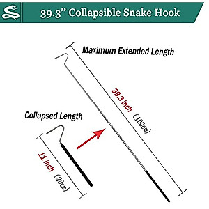 IC ICLOVER 52 Inch Snake Tong + 39.3 Inch Snake Hook, Upgrade Extra Long Professional Grabber & Collapsible Snake Hook, Best Tool Set for Moving Rattle Snake Corn Snake Kingsnakes Lizard Reptiles