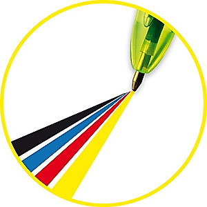 BIC 4 Colours Fluo Ballpoint Pen Black, Blue, Red and Fluorescent Yellow Ink Colours 1 Pack