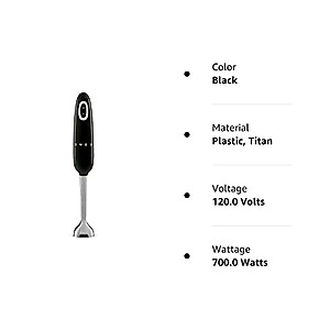 Smeg Black 50's Retro Hand Blender with Champagne Giftbox