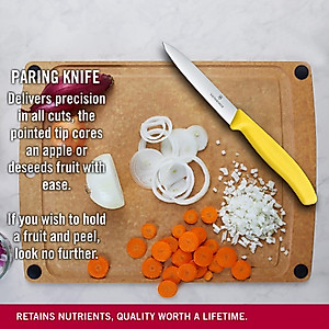 Victorinox 6.7706.L118 Swiss Classic Paring Knife for Cutting and Preparing Fruit and Vegetables Straight Blade in Yellow 3.9 inches