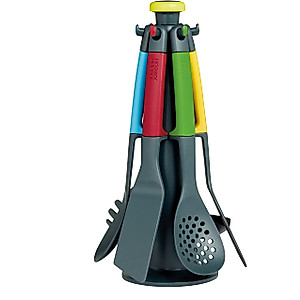 Casdon Joseph Joseph Elevate | Colourful Kitchen Utensil Set for Children Aged 3 Years & Up | Comes with Rotating Storage Stand!