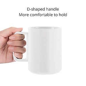 E-liu Porcelain Tea Mugs Coffee Mug Set, Large 15 Ounces Cups for Coffee, Tea, Cocoa, and Mulled Drinks, Set of 6, White