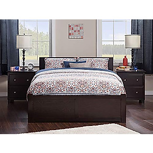 AFI Orlando Queen Platform Bed with Footboard and Turbo Charger with Twin Extra Long Trundle in Espresso