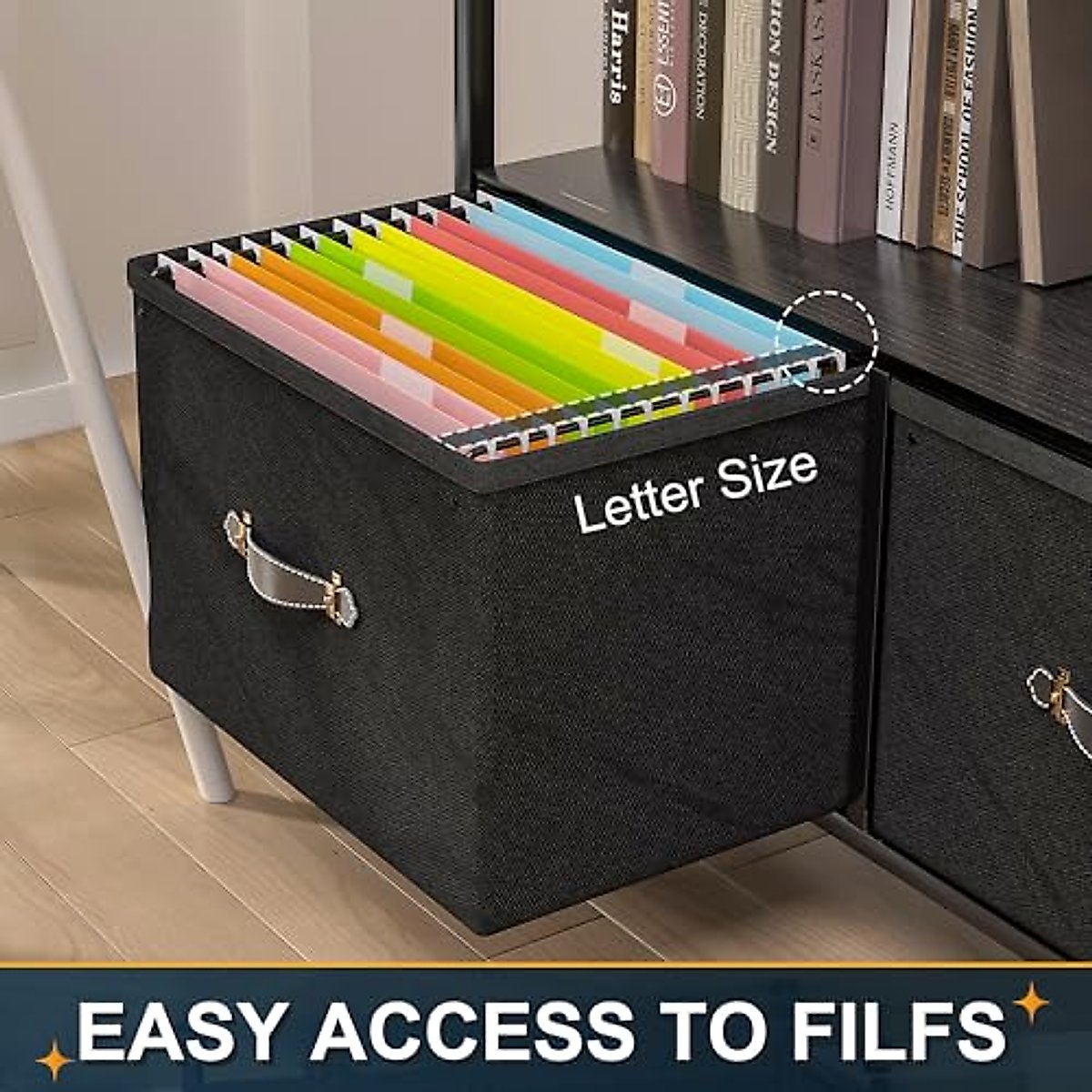 VECELO Lateral File Cabinet with 3 Shelf, 2 Drawer File-Cabinet on Brakeable Wheels, Large Printer Stand with Open Storage Shelf fits Letter Size for Home Office, Black