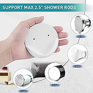Shower Curtain Rod Holders for Wall – Kitosun Adhesive Tension Rod Retainer 3/5 Deep Support Brackets with Tape for No Drilling Quick Mount and Screws for Permanent Installation (2pcs,White)