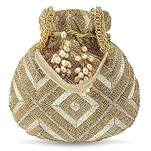 Aheli Indian Potli Bags for Women Evening Bag Clutch Ethnic Bride Purse with Drawstring