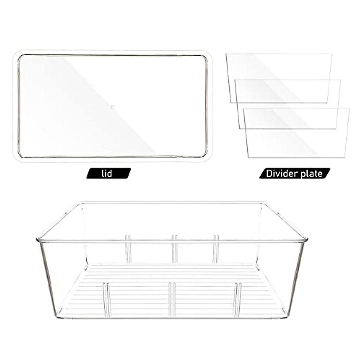 ZHOMA Drawer Organizers with Cover - Vanity Cases Clear Plastic Storage Bins