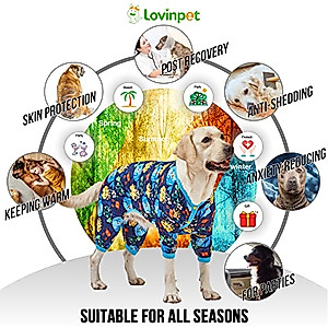 LovinPet Pajamas for Large Dogs - Lightweight Stretch Knit Pullover Dog Shirt, Marine Life Print, Large Dog Onesie, Large Breed Dog Jammie, Pet PJ's/Large