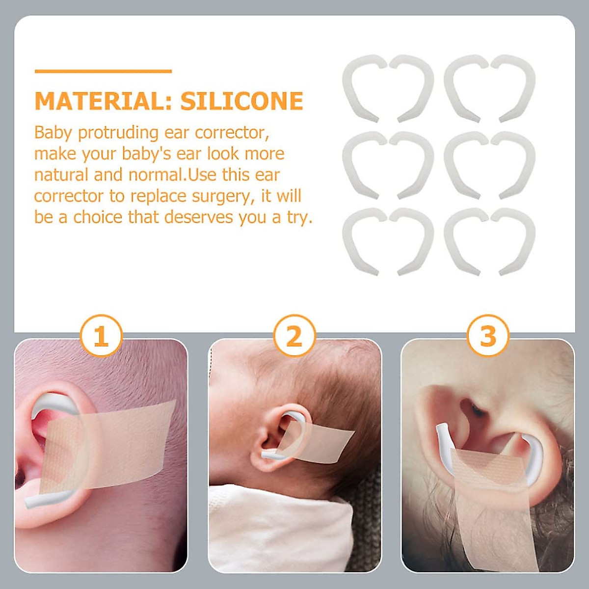 Ear Pads Baby Ear Aesthetic Corrector Auricle Valgus Correction Ear Support Newborn Infant Protruding Ear Sticker Patch for Kids Children Orthopaedic Ear 6 Pairs Ear Corrector