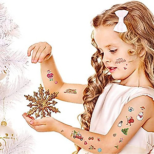 Jctato 10 Sheets Christmas Temporary Tattoos for Kids Stocking Stuffers Fake Tattoos Kids Stickers for Boys Girls Christmas Eve Gift Party Favors