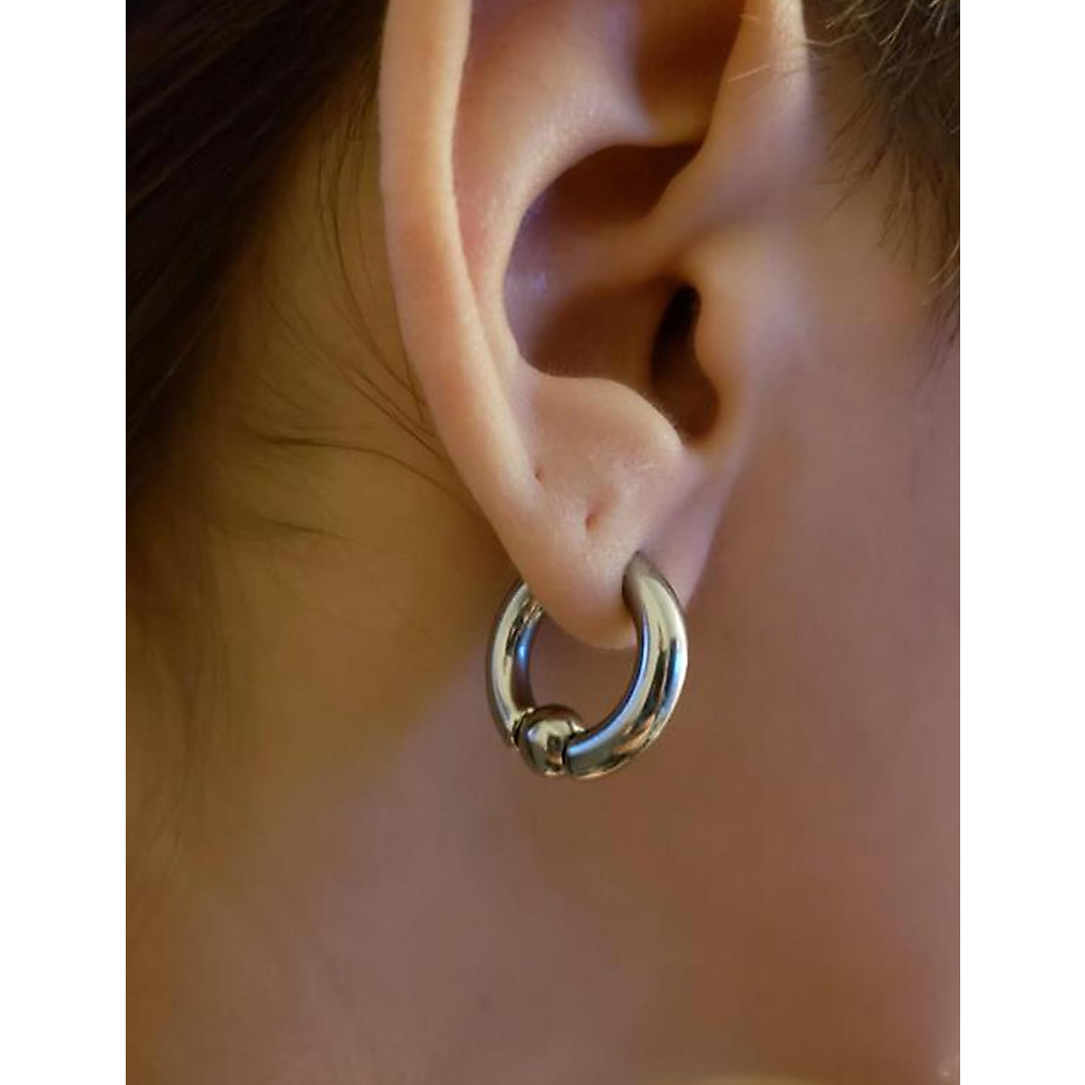 Ocptiy 8G Septum Ring Jewelry Ear Earrring Gauges Tunnel Plug stretching kit Big Large Septum Nose lip Ring Hoop Stainless Surgical Steel Cartilage Helix Tragu Earring Piercing Jewerly Women Men 12mm