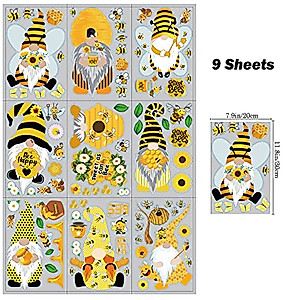 DmHirmg Bee Window Clings Honey Bee Window Decals Spring Summer Bee Window Stickers Flower Honeypot Bees Static Clings Removable Honeycomb Bee Window Decor for Home Party Supply 9 Sheets