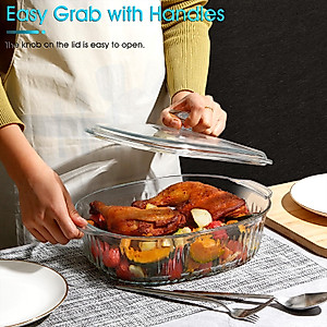 NUTRIUPS 3QT Oval Glass Casserole Dish with Glass Lid, Borosilicate Glass, Large Oval Casserole Dish for Oven, Baking Dish with Lid