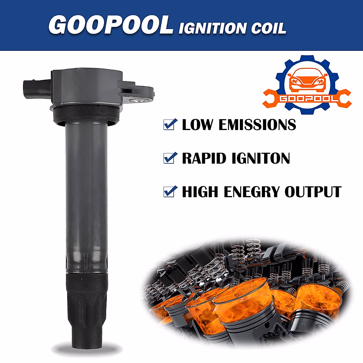 4606824AB Ignition Coils for 1.8L 2.0L 2.4L Dodge & Jeep, Avenger Caliber Journey, Compass Patriot, Chrysler 200 Sebring, Replaces UF557, C1587, 5C1644, C-1587, GN10346 4 packs