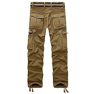 Men's Fleece Lining Winter Warm Ski Outdoor Cargo Work Trousers Tactical Pants Combat Ripstop Trousers with Multi-Pockets