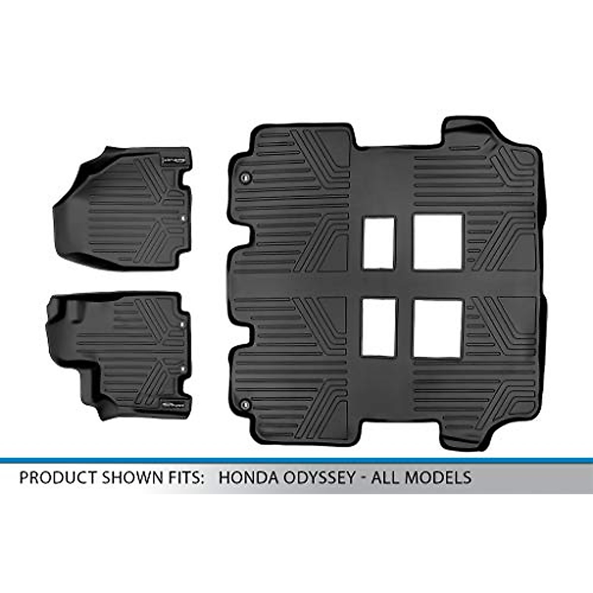 MAX LINER Custom Fit Floor Mats 3 Row Liner Set Black A0103/B0103 for 2011-2017 Honda Odyssey