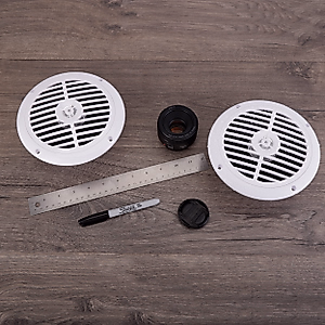 Pyle 6.5 Inch Dual Marine Speakers - 2 Way Waterproof and Weather Resistant Outdoor Audio Stereo Sound System with 120 Watt Power, Polypropylene Cone and Cloth Surround - 1 Pair - PLMR67W (White)