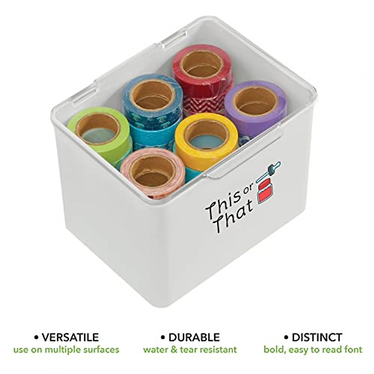 mDesign Stackable Plastic Craft, Sewing, Crochet Storage Container Box with Lid - Compact Organizer and Holder for Thread, Beads, Ribbon, Glitter, Clay - Includes 32 Labels - Light Gray/Clear