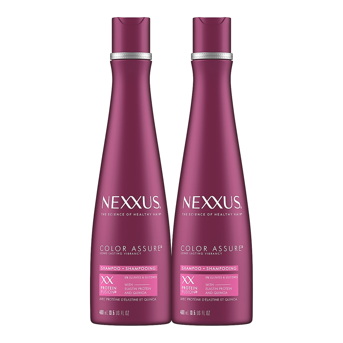Nexxus Color Assure Shampoo ProteinFusion Twin Pack For Colored Hair Enhanced Color Vibrancy Sulfate-free & Silicone-free 13.5 oz