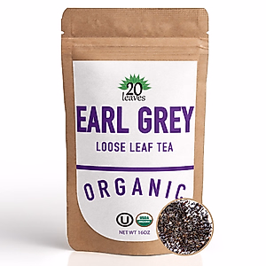Earl Grey Loose Leaf Black Tea - 100% Certified Organic - 1LB Pouch - 16OZ Resealable Bag - 1 Pack