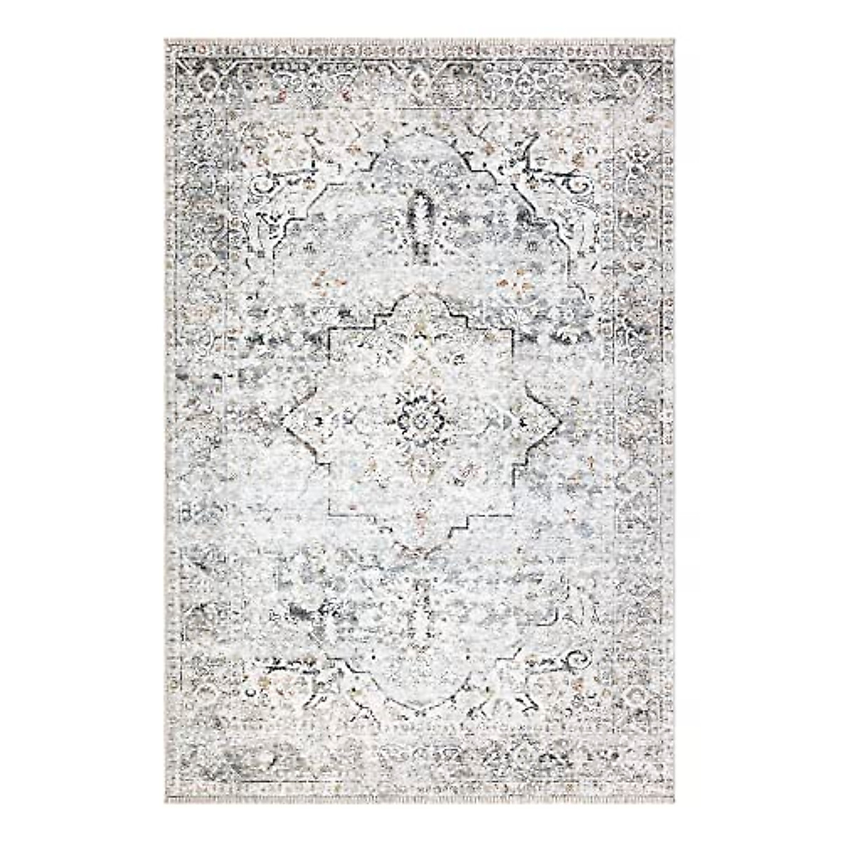 Bloom Rugs Caria Washable Non-Slip 3x5 Rug - Ivory/Gray/Caramel Traditional Persian Area Rug for Living Room, Bedroom, Dining Room, and Kitchen - Exact Size: 3' x 5'