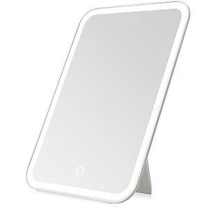 NEZZOE Lighted Makeup Mirror, USB Rechargeable Portable Compact LED Vanity Mirror with Touch Screen Dimming