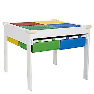 4-in-1 Game and Construction Table Set for Indoor Activities and Outdoor Water Play Storage