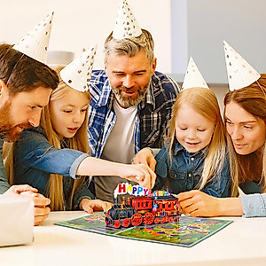 GREETING ART Happy Birthday Train Pop Up Card,3D Greeting Card for Birthday, Pop Up Birthday Card for Kids Boys Men Grandson Friends Daughter Son (Train Birthday Card)