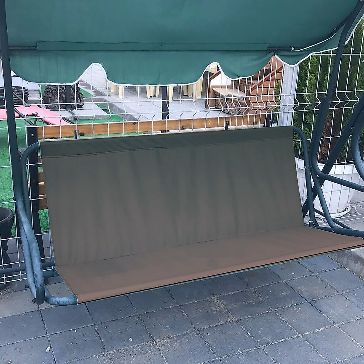 Midremer Swing Cover Chair Bench Replacement Cover, 2/3 Seat 600D Thickened Oxford Waterproof Swing Seat Cover for Outdoor Patio Garden Swing Chair (Black, 58.2 x 19.7 x 19.7 Inch)