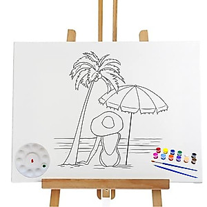 Essenburg Pre Drawn Canvas Paint Kit | Teen, Kids and Adult Sip and Paint Party | DIY Date Night Couple Activity| Canvas Boards for painting| Birthday Party Beach Lady ((S 8x10 CANVAS ONLY))