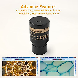 Swift Compound Trinocular Microscope SW380T,40X-2500X Magnification,Siedentopf Head,Two-Layer Mechanical Stage,with 1.3mp Camera and Software Windows/Mac Compatible