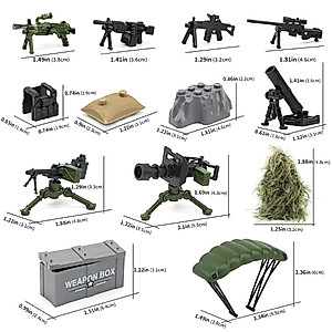 Feleph Weapons Pack Army Military Building Block for Soldier Figures, WW2 Toy Swat Bricks Gear Pieces Set Equipment Kit Compatible with Major Brand