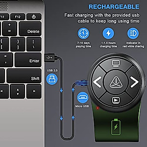 AMERTEER Wireless Presenter RF 2.4GHz Presentation Laser Pointer Finger Ring Remote PowerPoint PPT Slides Clicker Pen Rechargeable
