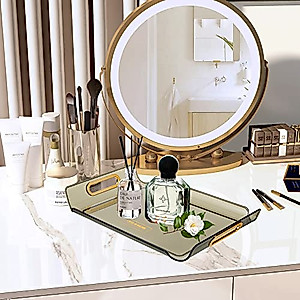 Serving Tray Decorative Serving Trays with Handles, Coffee Table Large Tray Decor for Serving Food Trays for Vanity Dresser Bathroom Bedroom (Clear Coffee)