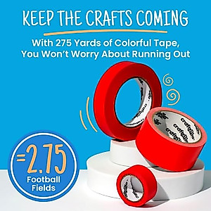 Craftzilla Colored Masking Tape – 11 Roll Multi Pack – 825 Feet x 1 Inch of Colorful Craft Tape – Vibrant Rainbow Colored Painters Tape – Great for Arts & Crafts, Labeling and Color-Coding