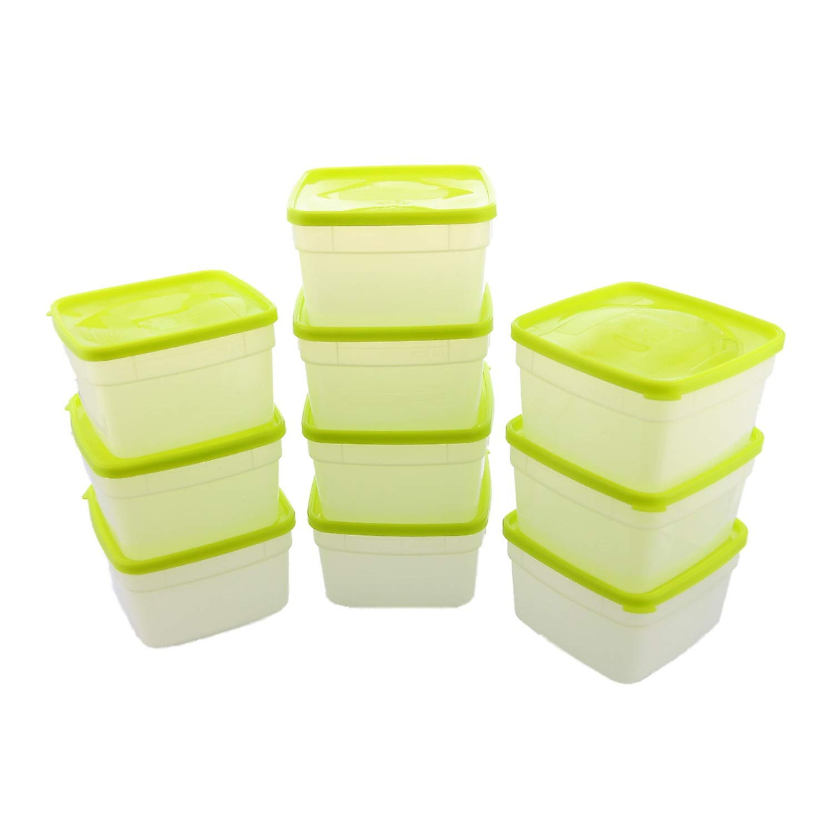 Arrow Home Products 1 Pint Freezer Containers for Food Storage, 10 Pack with Lids - USA Made Reusable Plastic Food Storage Containers - Prep, Store and Freeze - BPA Free, Dishwasher Safe