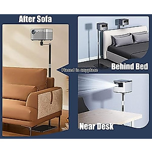 Projector Stand, Projector Floor Stand Mount Adjustable Height 16-50 Inch (Include Ball Head) Universal Projector Stand Behind Sofa Bed 360° Rotation Compatible with XGIMI AuKing Anker and Other