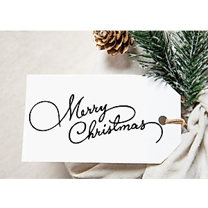 CHYHMYT - Merry Christmas Gift Tag Stamp-Holiday Stamp -Wood Stamp-DIY Greeting Card