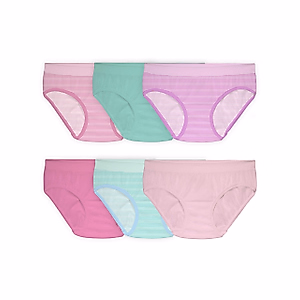 Fruit of the Loom girls Seamless Multipack Underwear, Hipster - 6 Pack Assorted, 8 US