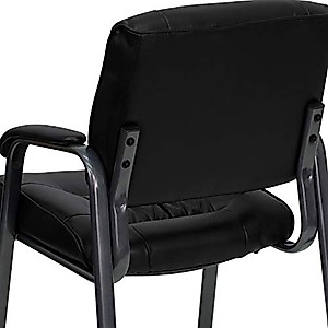 Flash Furniture Haeger Black LeatherSoft Executive Side Reception Chair with Titanium Gray Powder Coated Frame