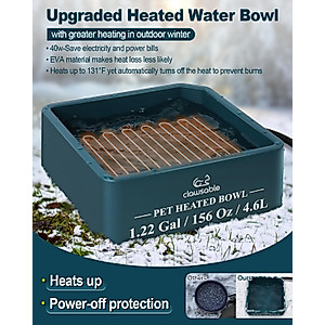 Extra Large Heated Water Bowl for Outdoor Dog & Cat, Outside Heated Dog Bowl Provides Drinkable Water in Winter, Heated Pet Bowl No Freeze Waterer Dish for Rabbit, Chicken, Duck, Squirrel