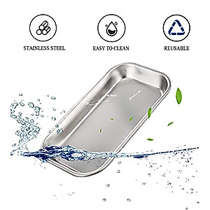 Medical Tray Stainless Steel (3 Pack), Dental Lab Instruments Surgical Metal Trays Bathroom Organizer