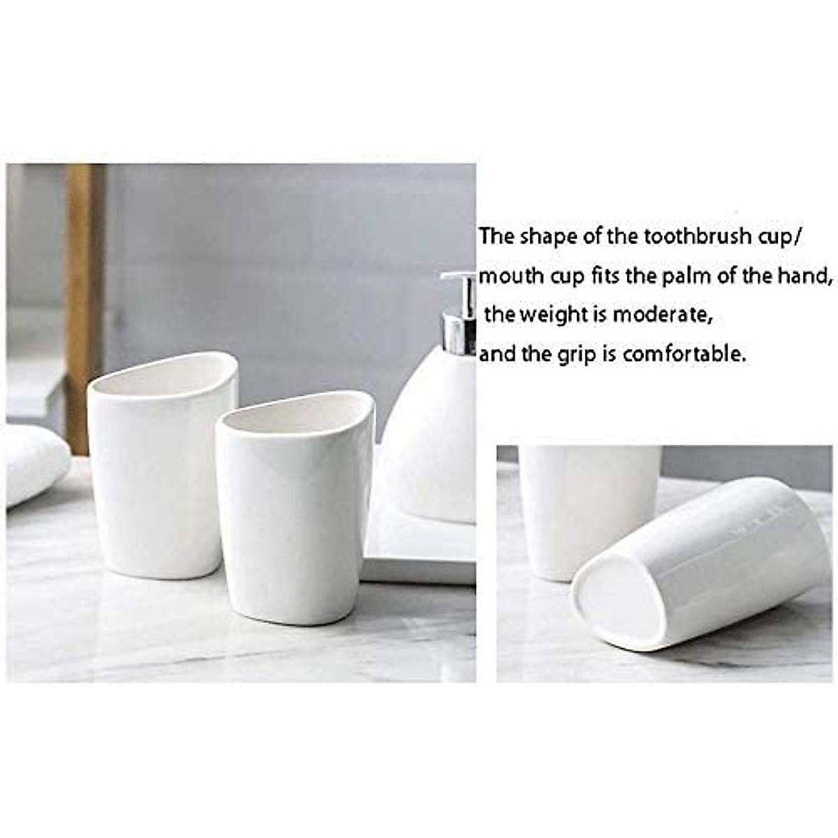 DVTEL Bathroom Five-Piece Set, Simple Ceramic Wash Four-Piece Set, Bathroom Supplies Set, Wash Cup Set (Color : 5 Piece Set)