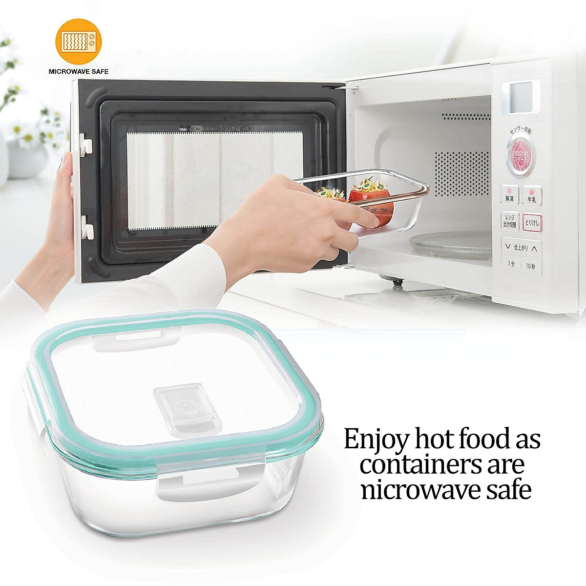 Treo By Milton Hi Borosilicate Clip Fresh Square Container, Set of 2, 800 ml Each, Transparent | Air Tight | Microwave Safe | Oven Safe | Refrigerator Safe | BPA Free | Stackable | Dishwasher Safe